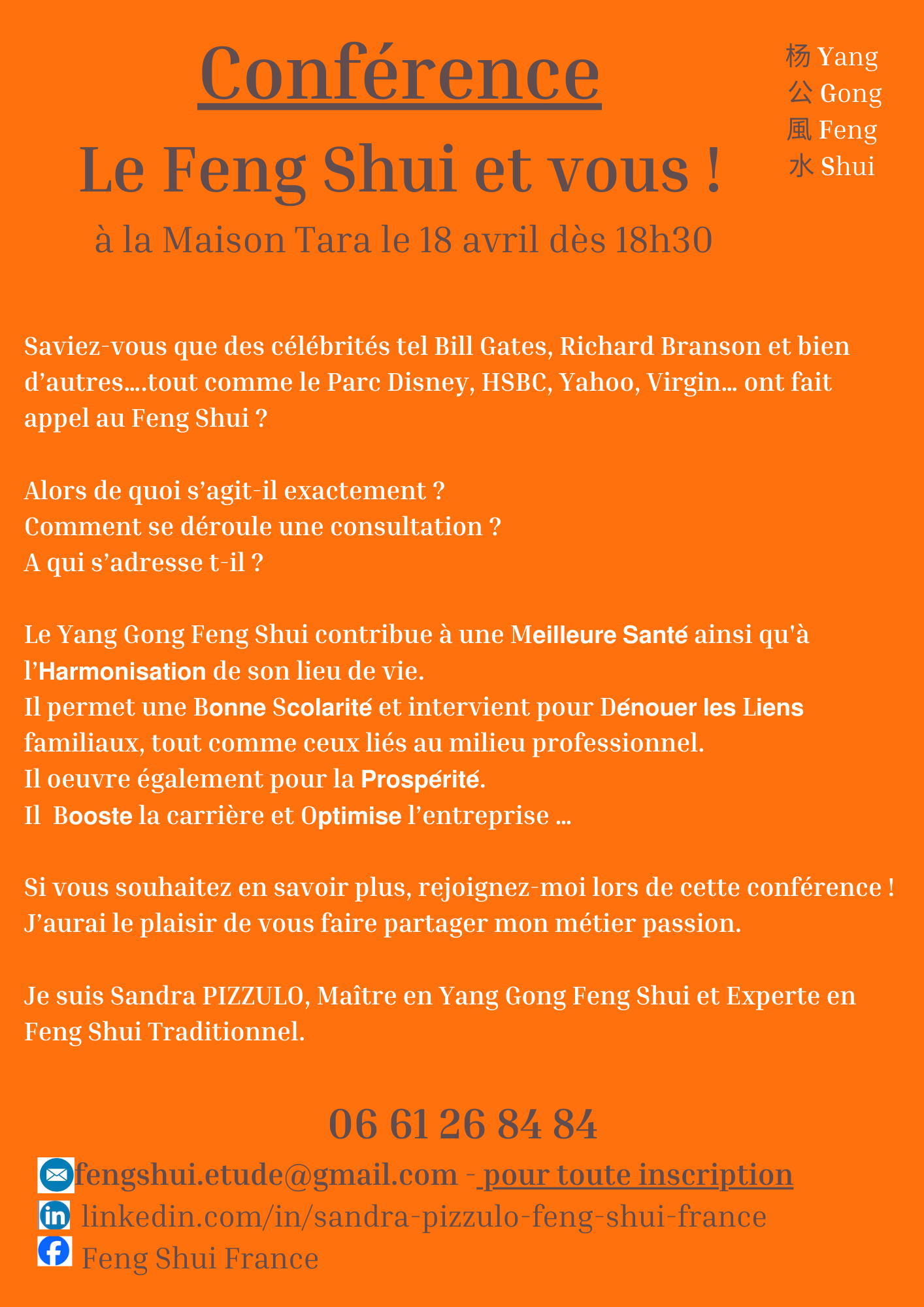 Yang Gong Feng Shui avec Sandra Pizzulo - MAISON TARA